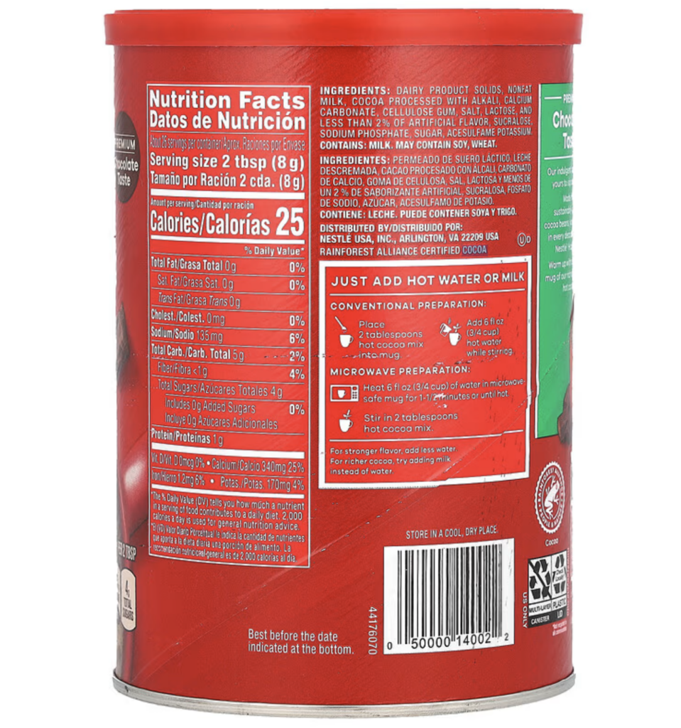 Nestle Zero Added Sugar Hot Cocoa Mix | Sugarless Delite